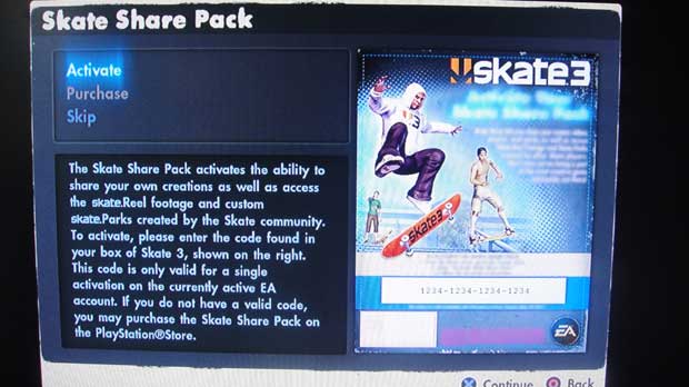 Skate 3 share features require activation code – Destructoid
