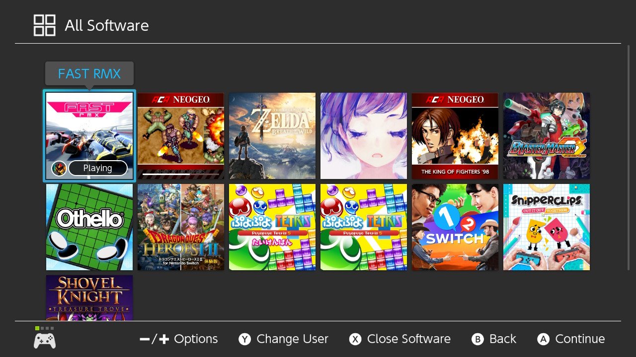 Once you load more than 12 games on it, the Switch opens up its UI ...