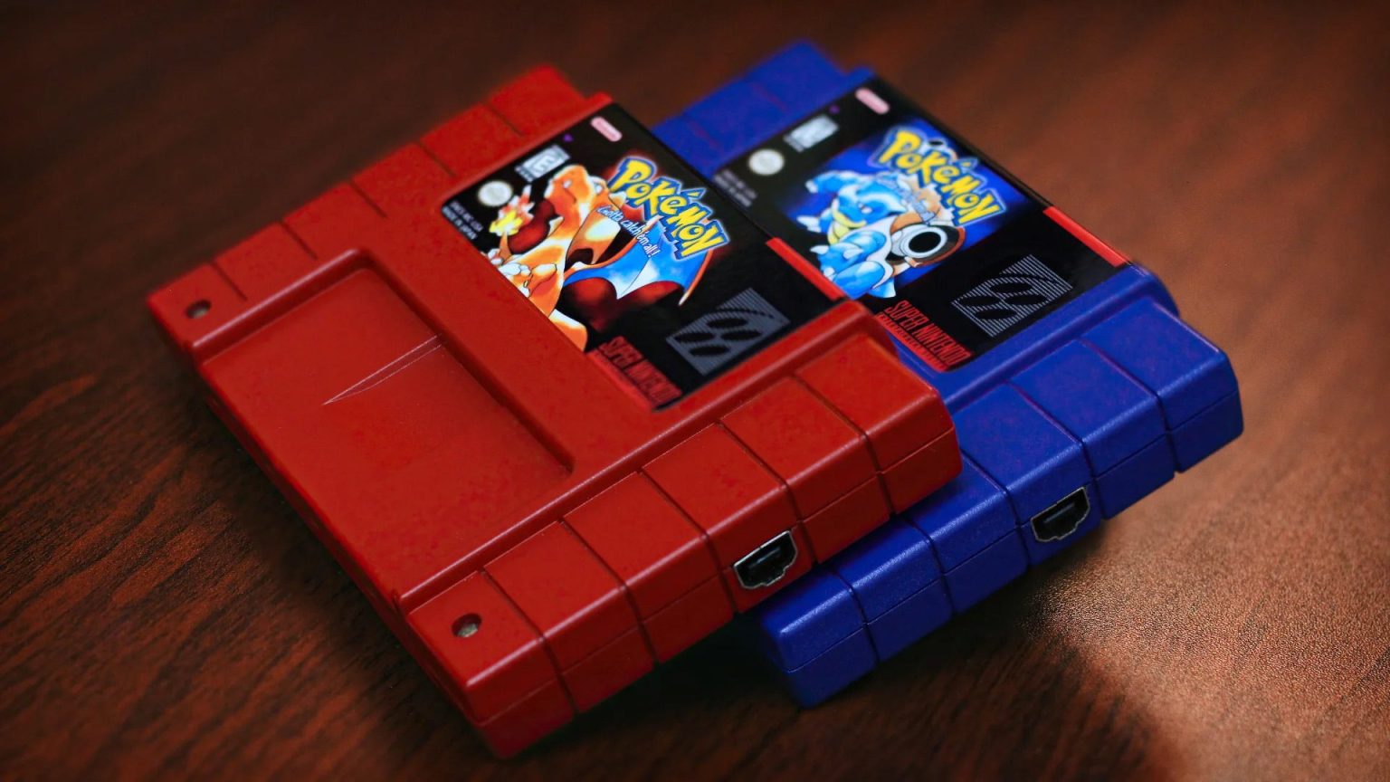 These Pokemon Red and Blue SNES cartridges sure are sleek