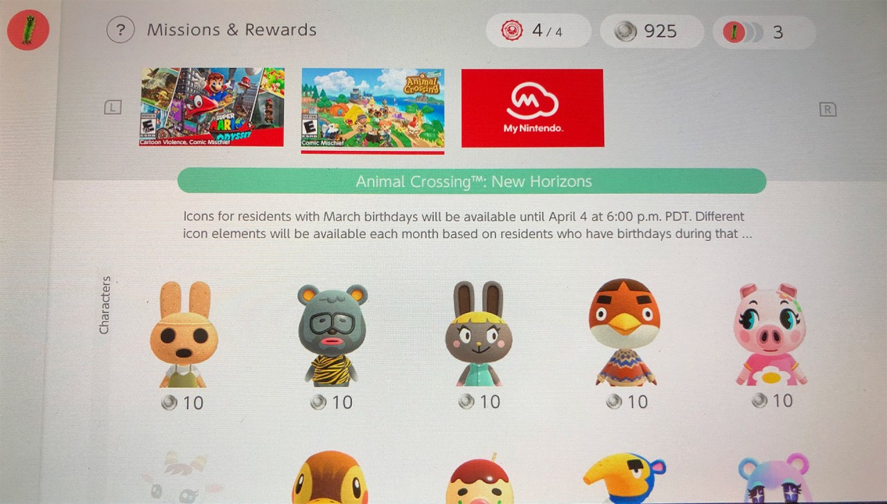 I'm spending too many points on Nintendo Switch Online avatars