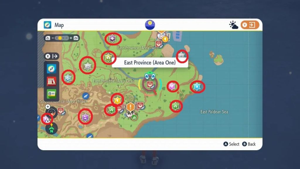 All Tera Raid map symbols in Pokèmon Scarlet & Violet