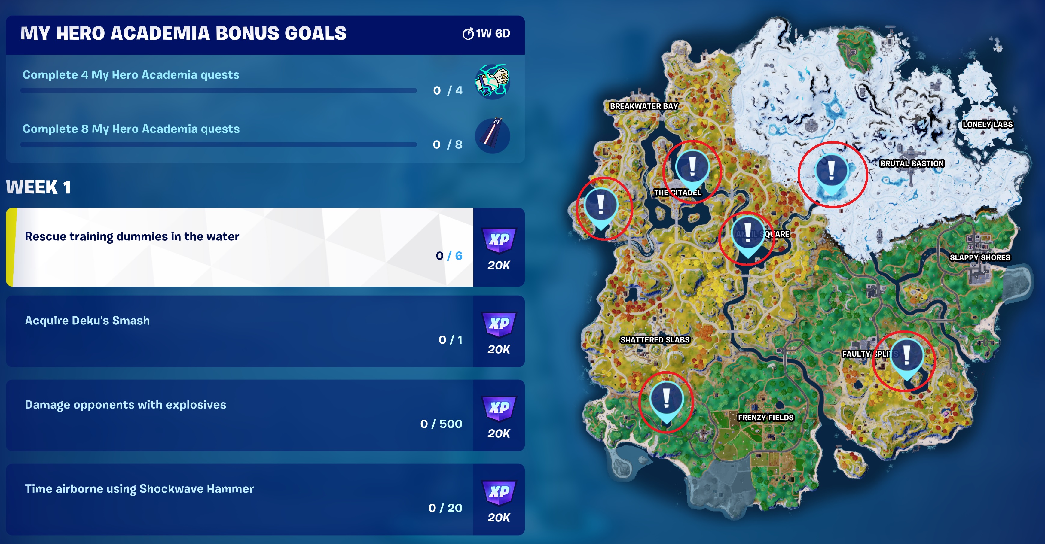 All Fortnite My Hero Academia quests guide - Week 1