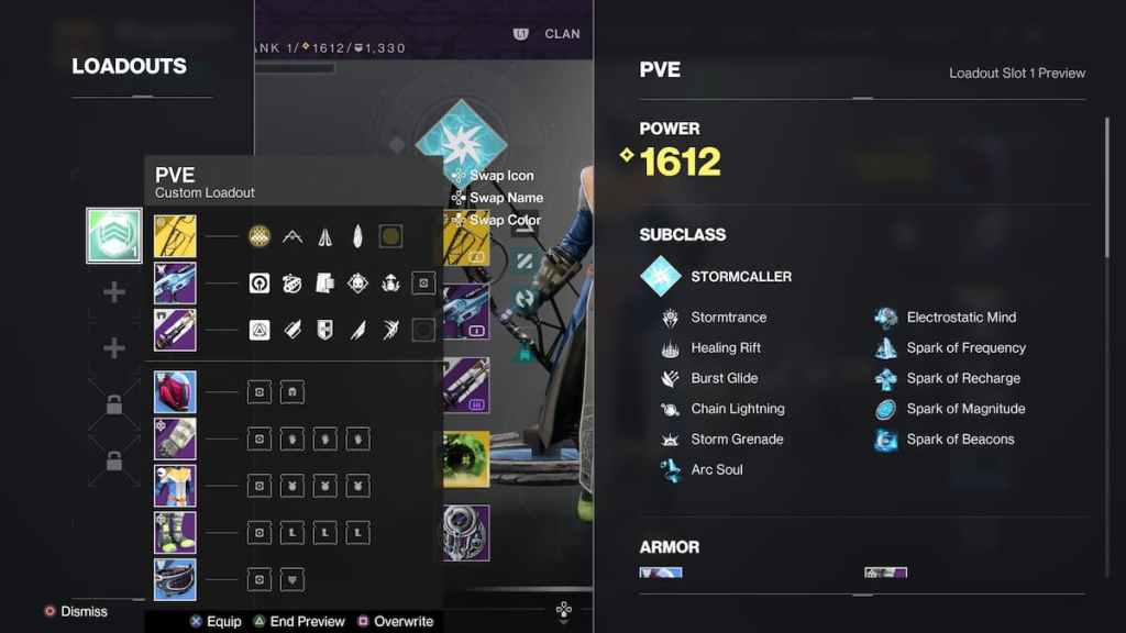 How to select and create loadouts in Destiny 2