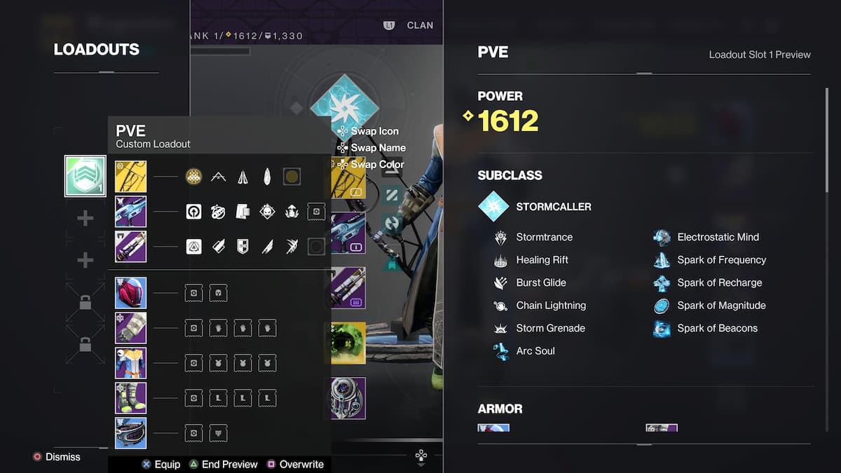 How to select and create loadouts in Destiny 2