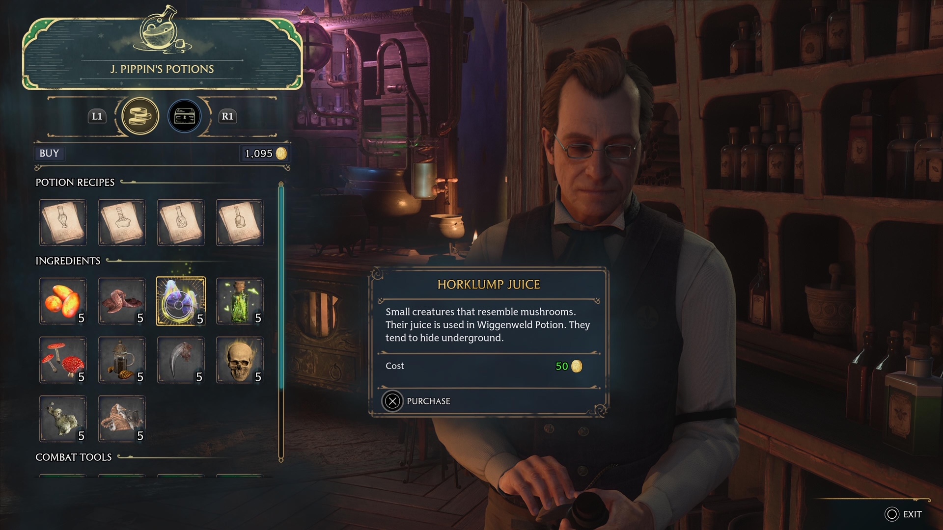 J. Pippin's Potions shop location & item stock in Hogwarts Legacy