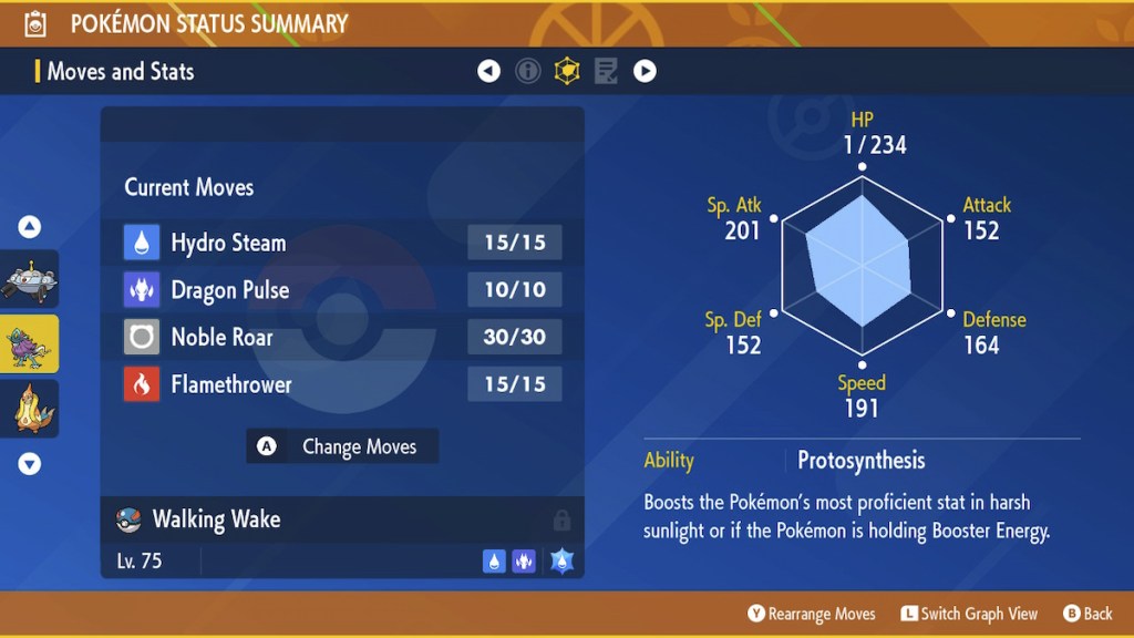 Pokémon Scarlet & Violet Walking Wake and Iron Leaves moves and stats