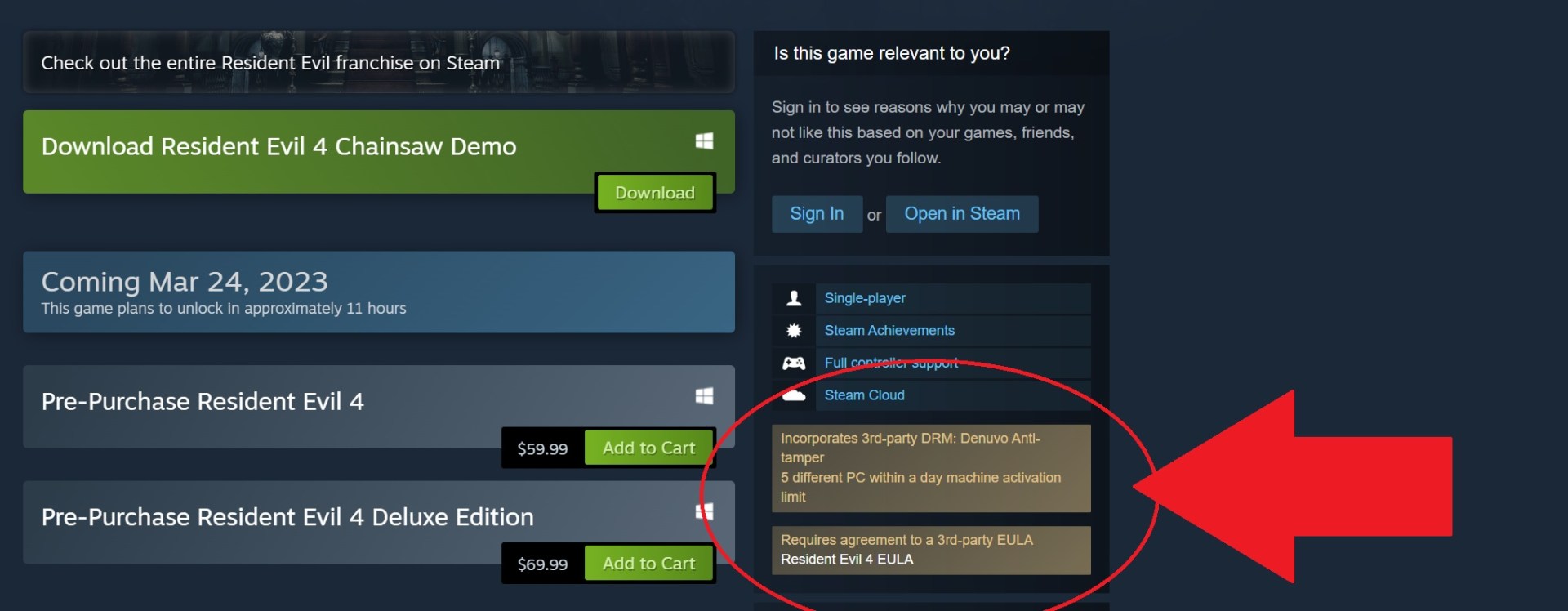 Resident Evil 4 remake to use Denuvo anti-piracy software