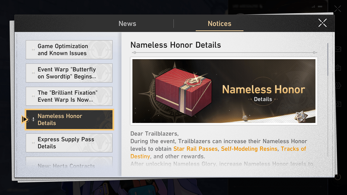 Honkai Star Rail Nameless Honor system, explained