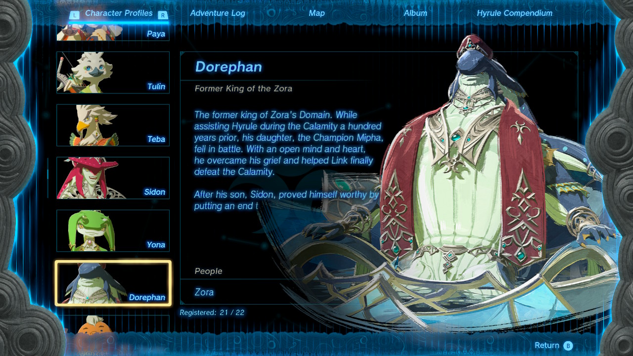 All character profiles and info in Tears of the Kingdom (including Rauru)