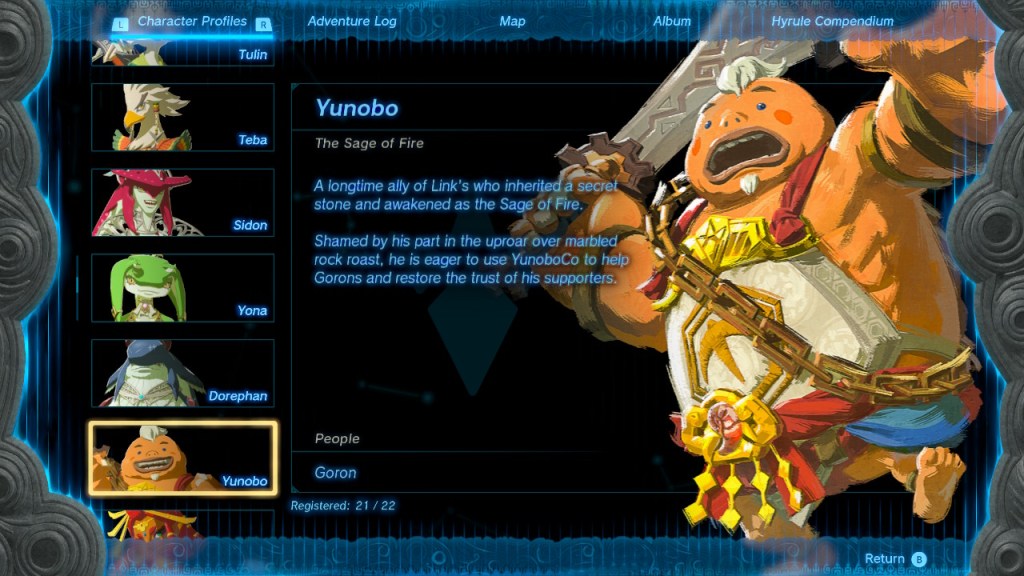All character profiles and info in Tears of the Kingdom (including Rauru)