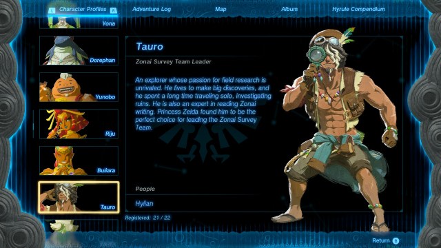All character profiles and info in Tears of the Kingdom (including Rauru)