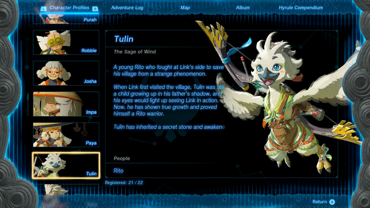 All character profiles and info in Tears of the Kingdom (including Rauru)