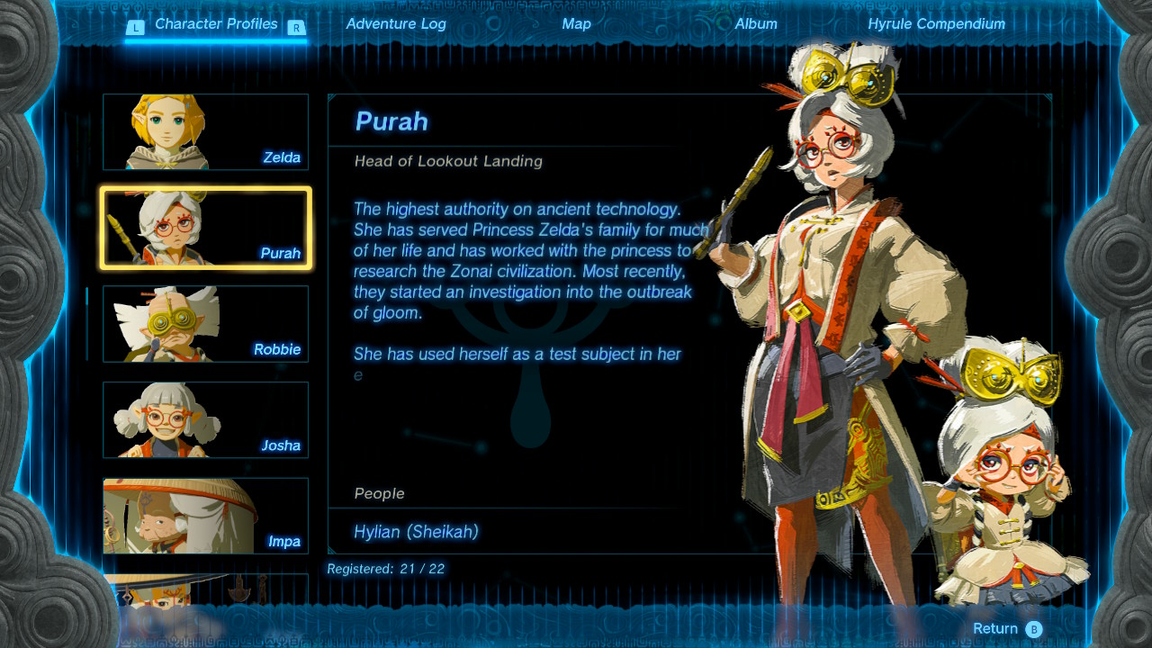 All character profiles and info in Tears of the Kingdom (including Rauru)