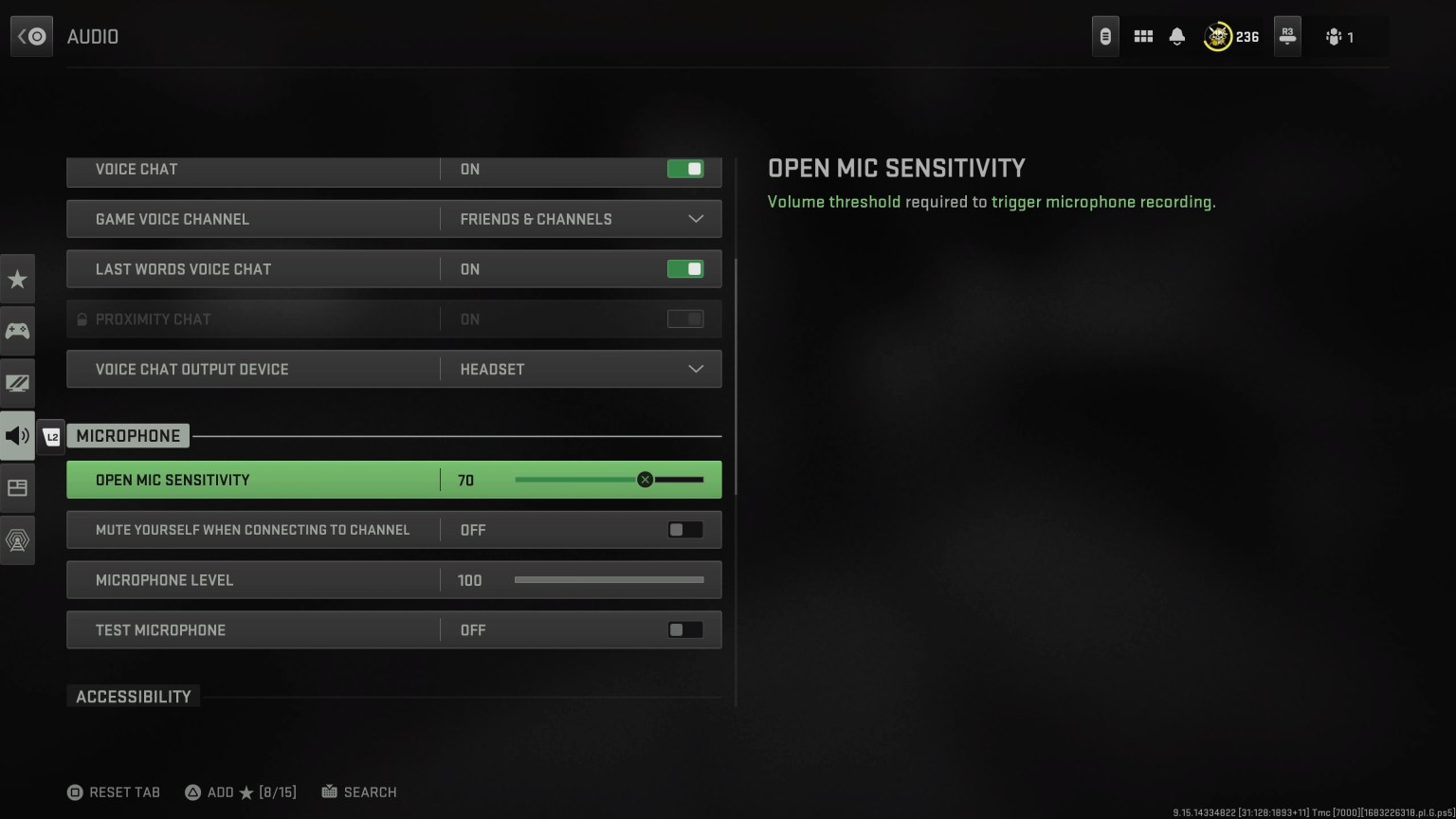 How to adjust open mic sensitivity settings in MW2