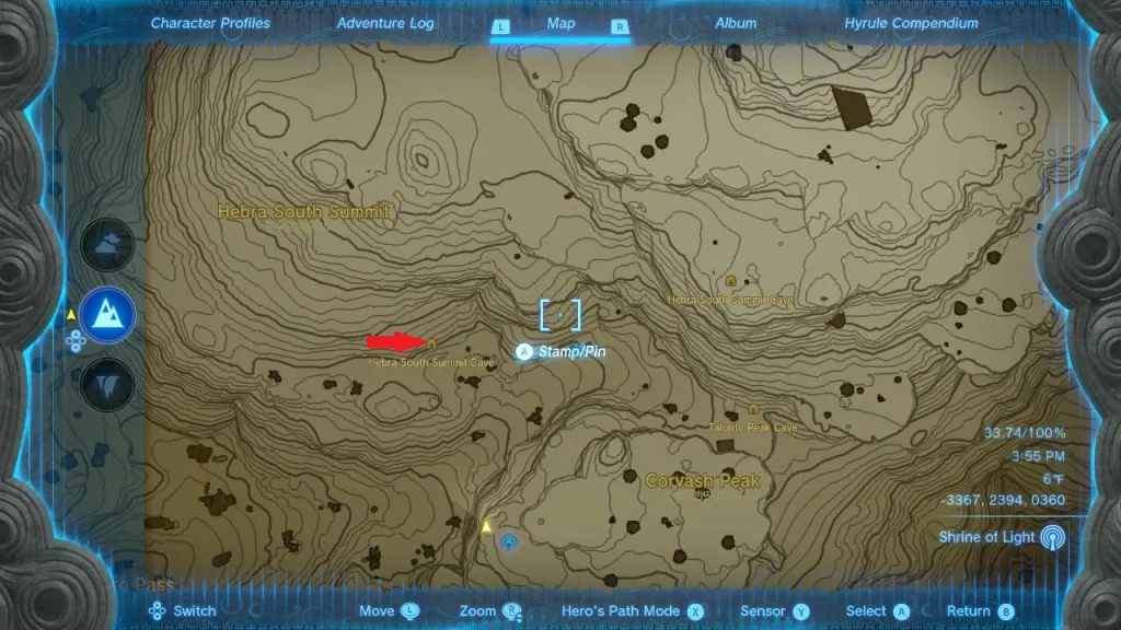 Hebra South Summit cave location & directions Tears of the Kingdom (TotK)
