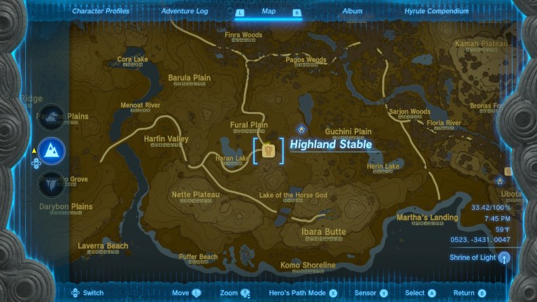 Highland Stable location & directions Tears of the Kingdom (Totk)