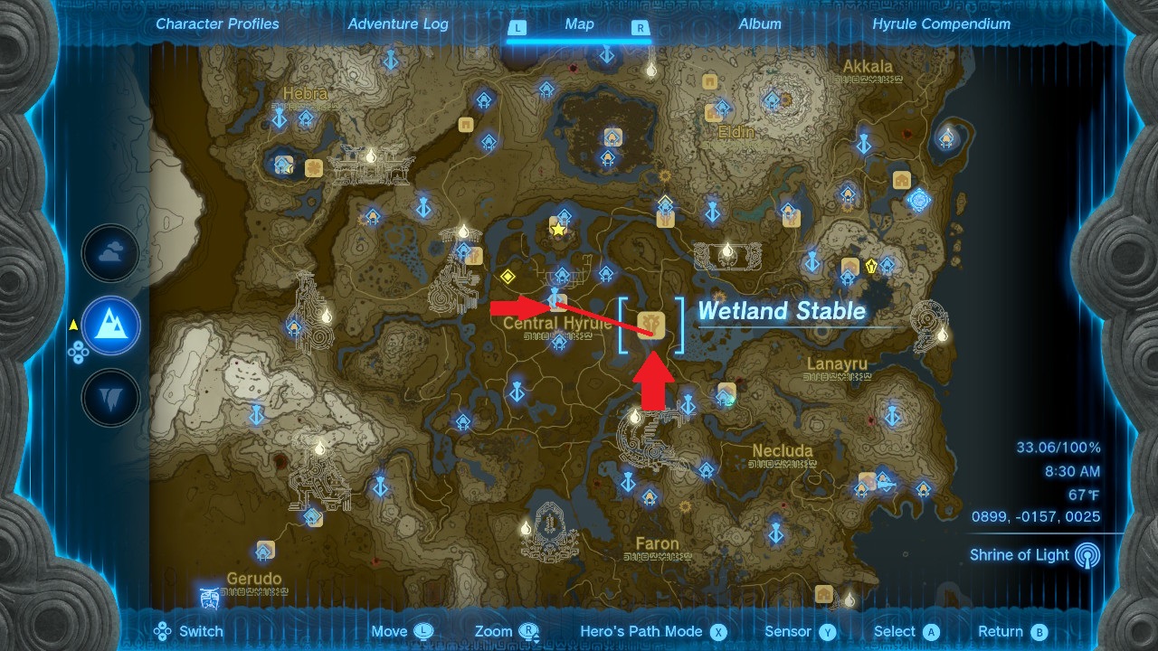 Wetland Stable location & directions Tears of the Kingdom (Totk)