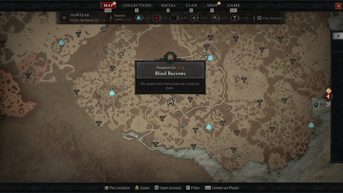 Blind Burrows dungeon location & completion guide Diablo 4