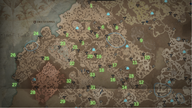 All Diablo 4 Altar of Lilith locations in Dry Steppes