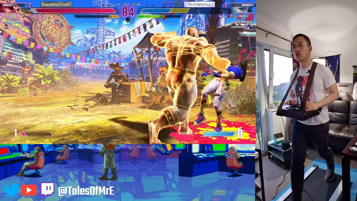 Street Fighter 6 streamer defeats opponents while on a treadmill