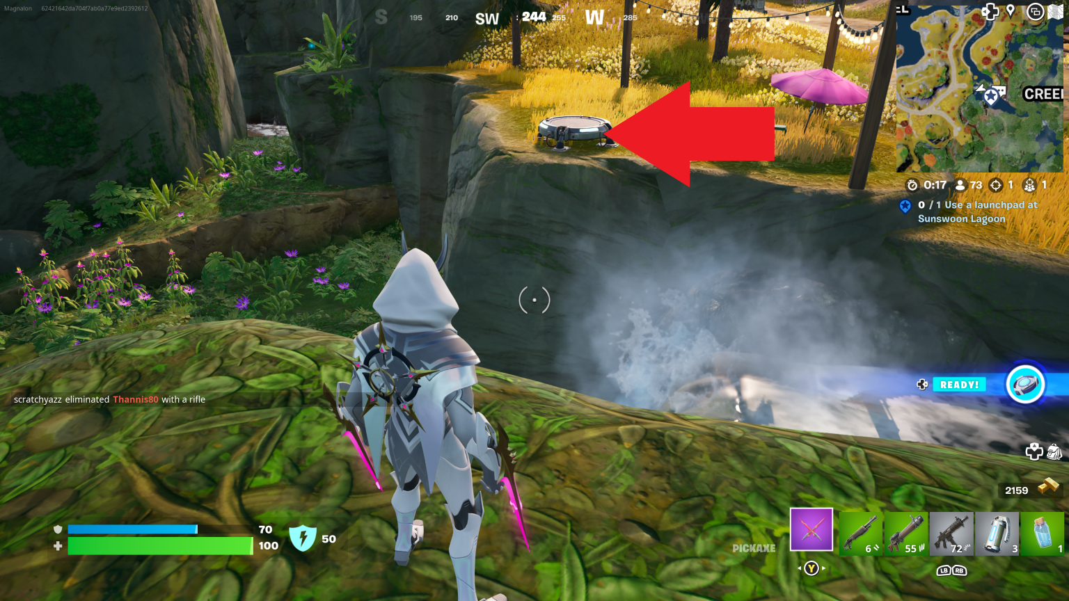 Where to find a launchpad at Sunswoon Lagoon in Fortnite