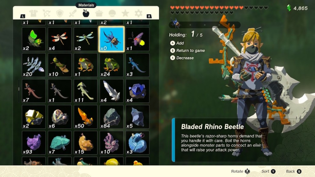 Where to find Bladed Rhino Beetles in Tears of the Kingdom (TotK)
