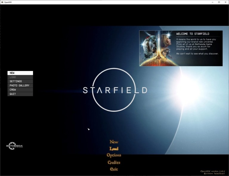 Contentious Starfield main menu screen comes to Morrowind