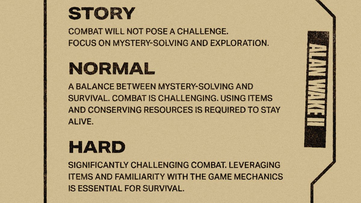 Alan Wake 2 Difficulty Settings explained