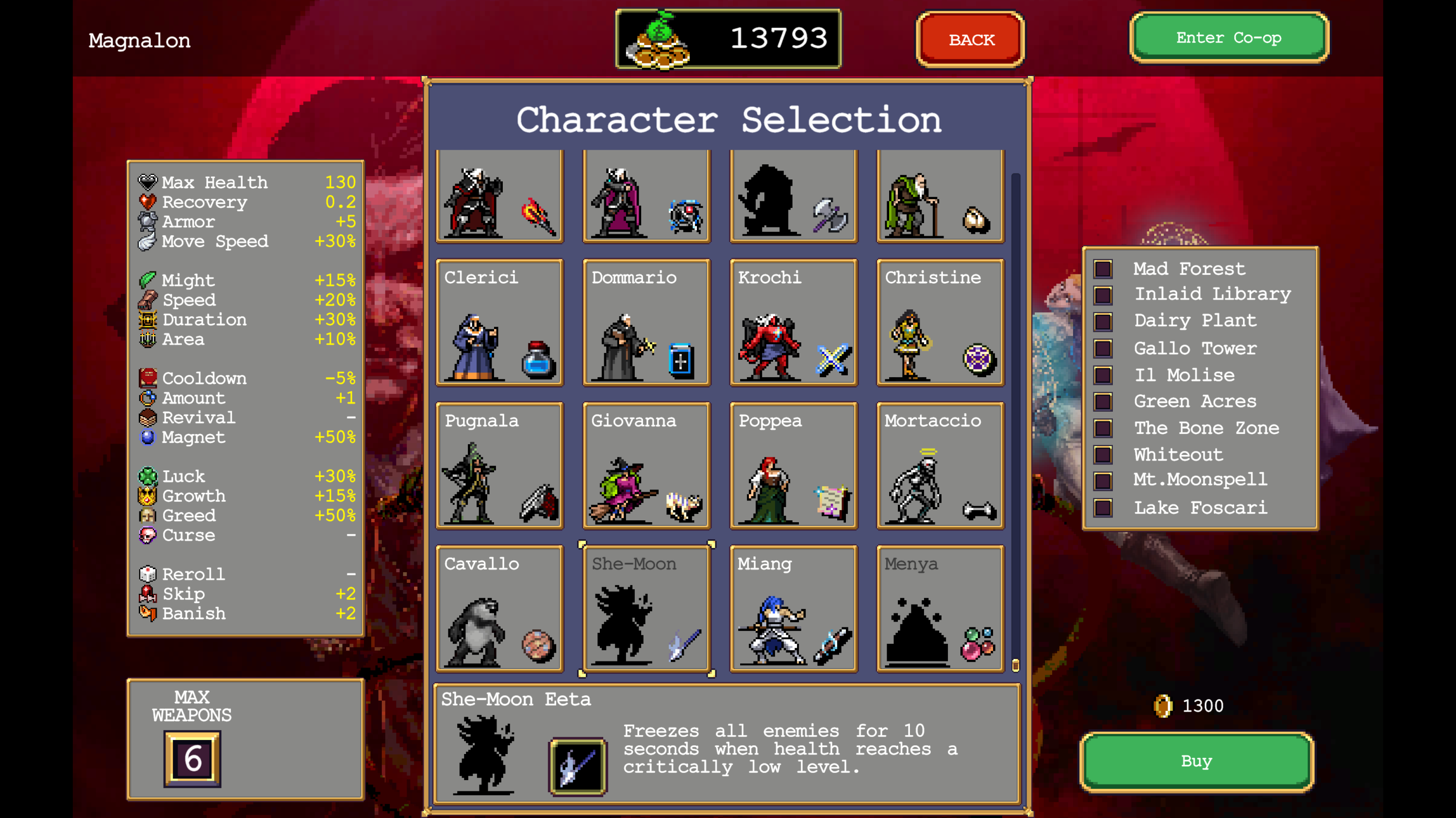 How to unlock She-Moon in Vampire Survivors