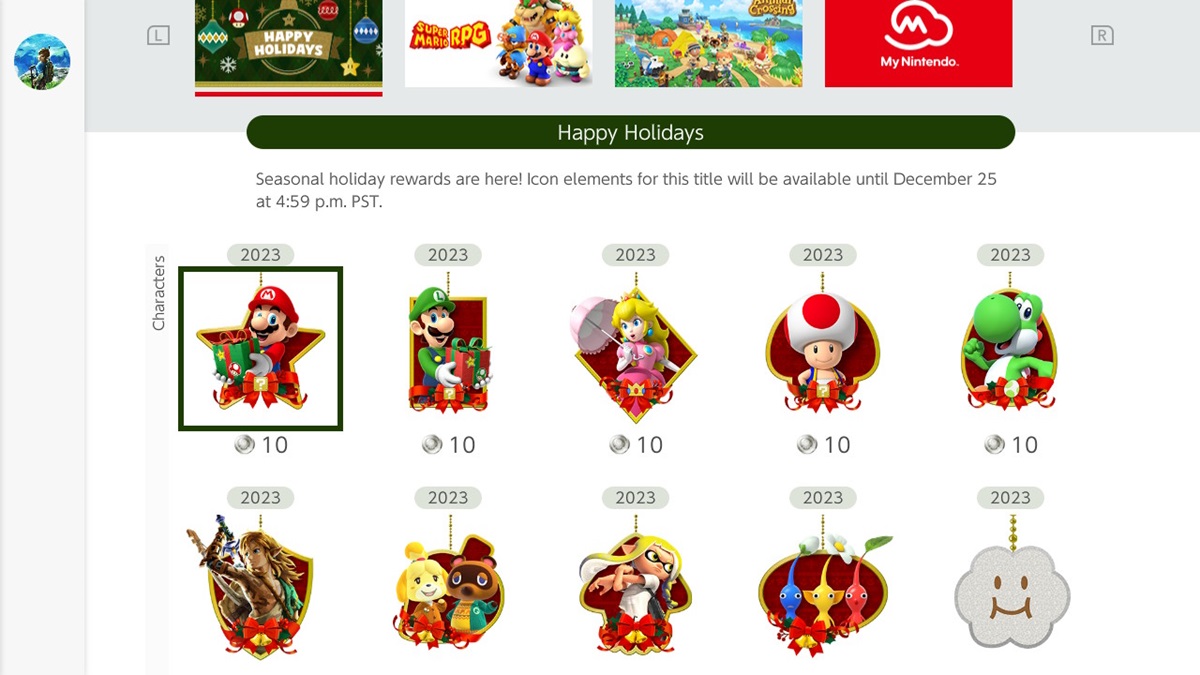 Nintendo Switch Online adds cute Holiday-themed profile icons