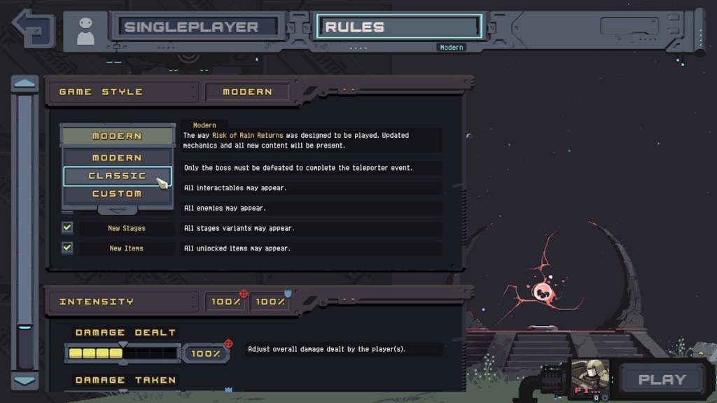 How to play Risk of Rain Returns with Classic rules