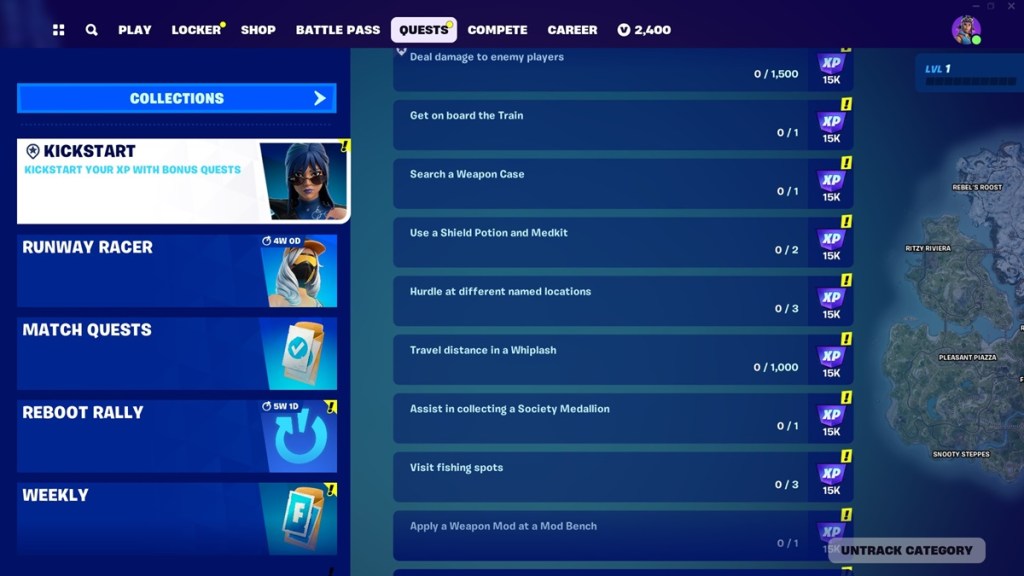 All Fortnite Kickstart Quests, listed