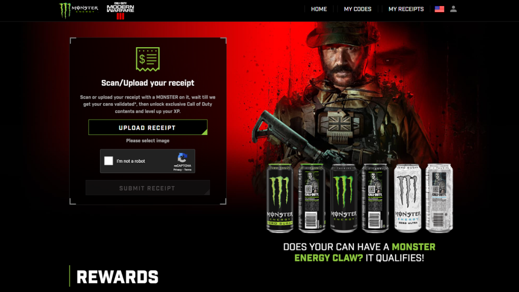 What are the Monster Energy rewards in MW3?
