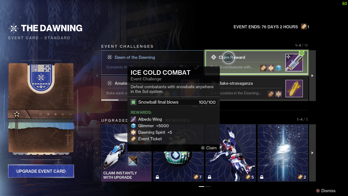 How to get the Albedo Wing in the Destiny 2 Dawning event