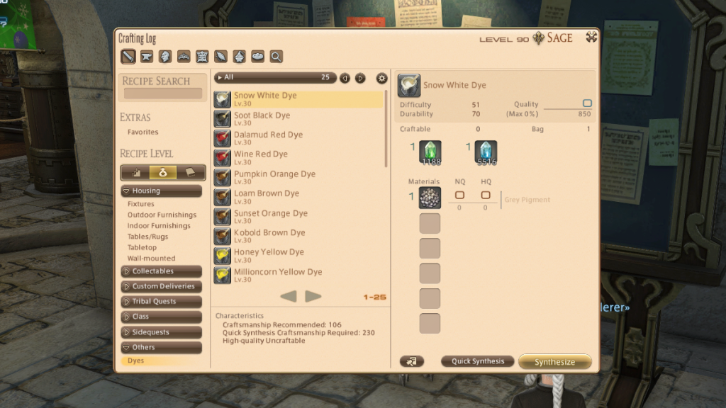 How to dye glamour and items in FFXIV