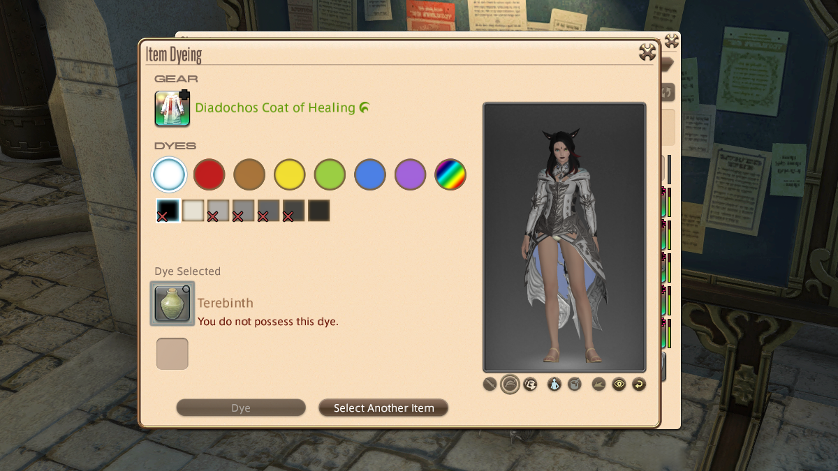 How to dye glamour and items in FFXIV