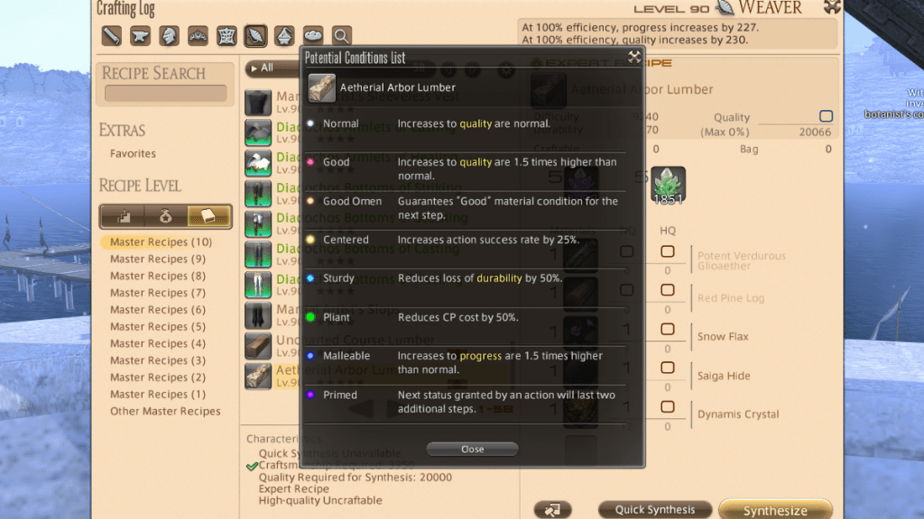 FFXIV Expert Crafting - Every condition and buff, listed