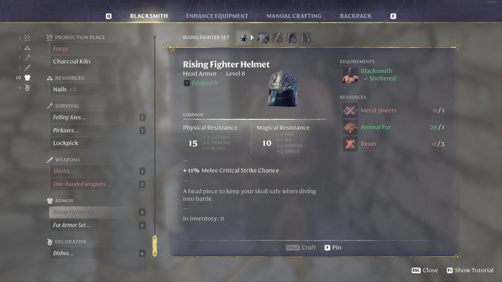 Should you craft the Rising Fighter Set in Enshrouded? Is it good?