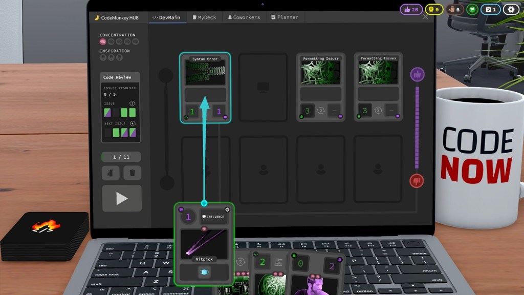 Dev_hell is a deckbuilder that lets you live the nightmarish existence of a corporate programmer