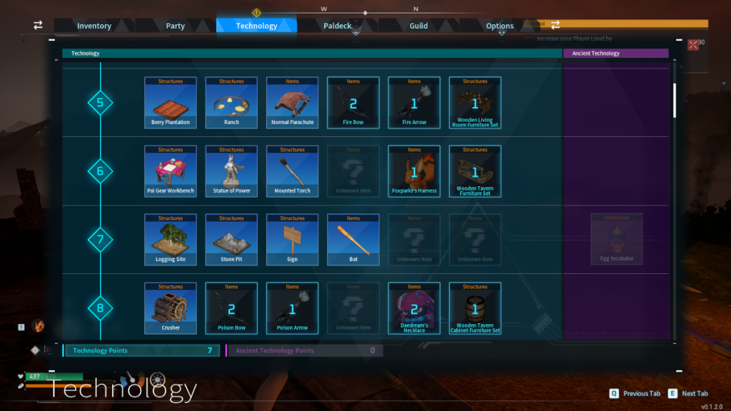 All Palworld Technology unlocks and their recipes