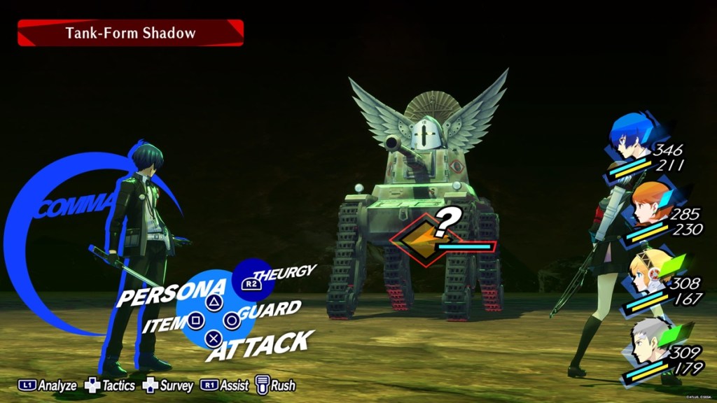 Tank-Form Shadow boss weakness and strategy in Persona 3 Reload