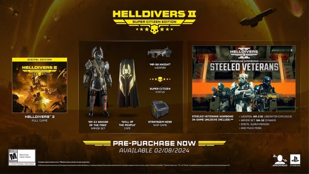 Everything contained in the Super Citizen edition of Helldivers 2 – Destructoid
