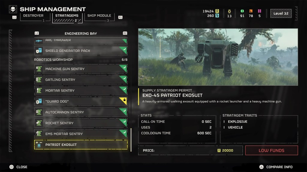 The Helldivers 2 Exosuit mech Stratagem has been unlocked and is now available for purchase ...