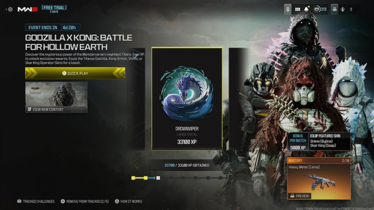 All MW3 and Warzone Godzilla x Kong: Battle For Hollow Earth rewards
