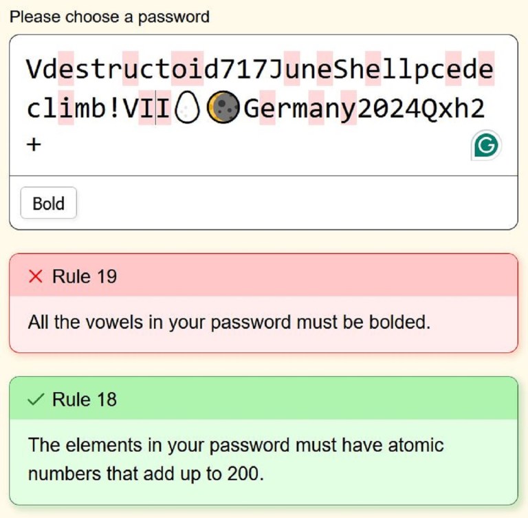 Atomic Numbers that add up to 200: Password Game Rule 18 answers