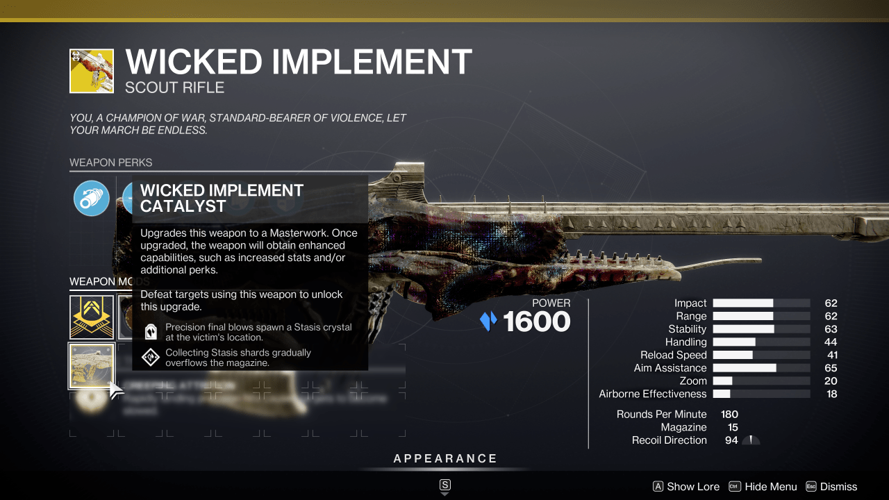 How to get the Wicked Implement Destiny 2 Exotic scout rifle