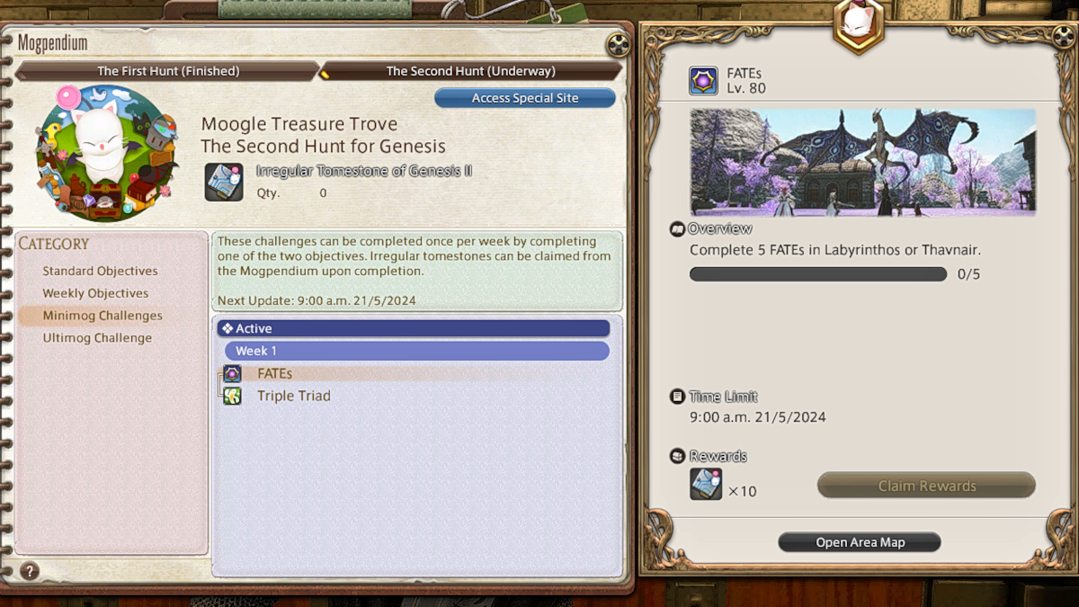FFXIV Moogle Treasure Trove Genesis: Mogpendium and Tomestone farming guide