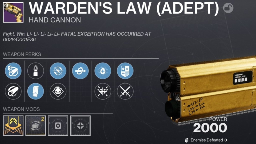 Destiny 2 Warden's Law god roll - Best perks and attachments