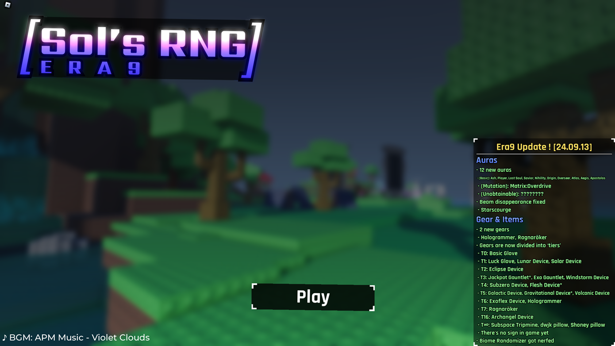 All new Auras and Items in Sol's RNG Era 9 Update