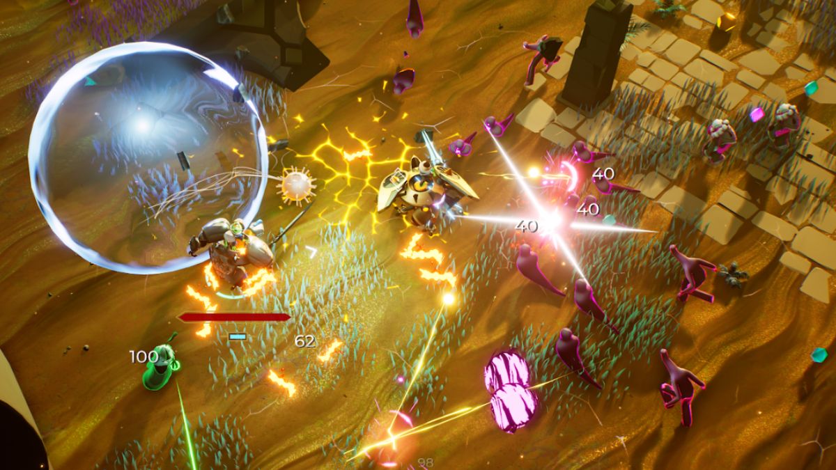 Battle waves of enemies as a mech-riding frog in roguelite bullet-hell ...